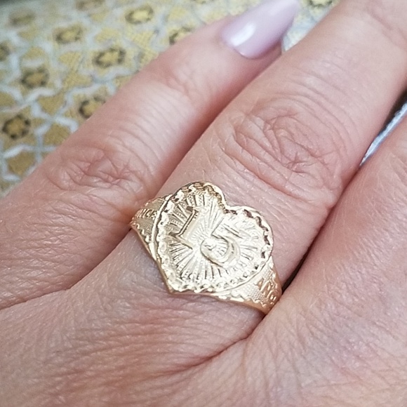 Jewelry | New 14k Yellow Gold Heart Sweet 15 Quinquennia Girls Ring ...